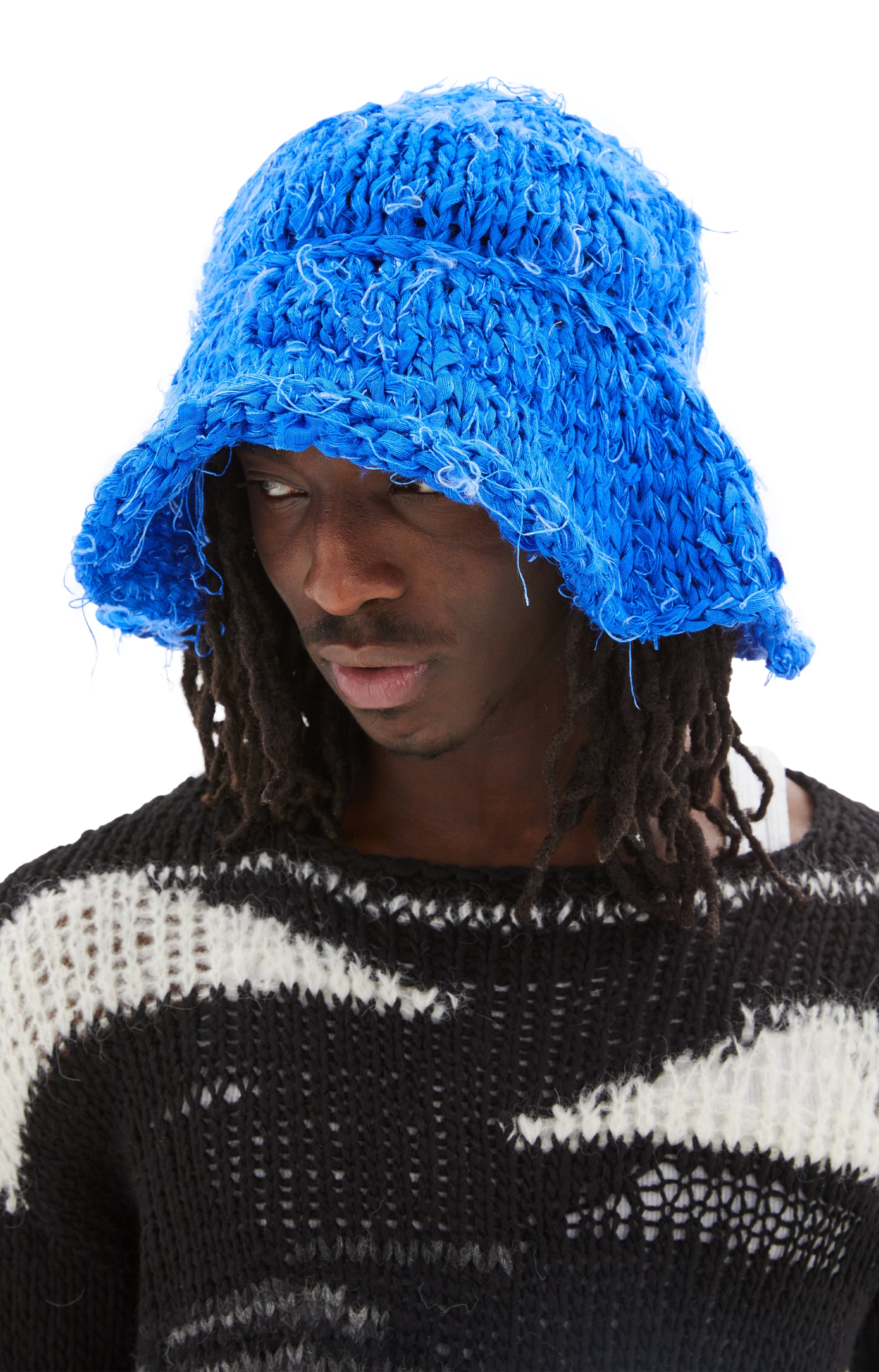 Hand Knit Khadi Silk Bucket Hat (Blue) – tons-shop